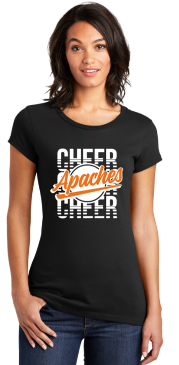 Apaches Cheer - Orange Glitter Lady Cut Short Sleeve Shirt (Black ...