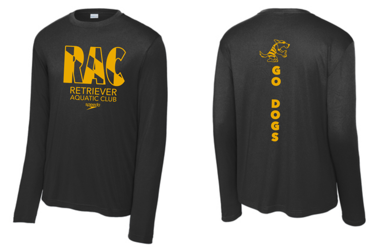 RAC Swimming - Black Performance Long Sleeve T Shirt (Youth or Adult ...