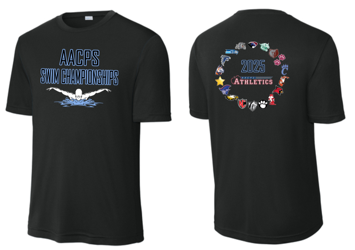 2025 AACPS SWIM CHAMPS - Black SS Performance Shirt – Crab & Anchor Apparel