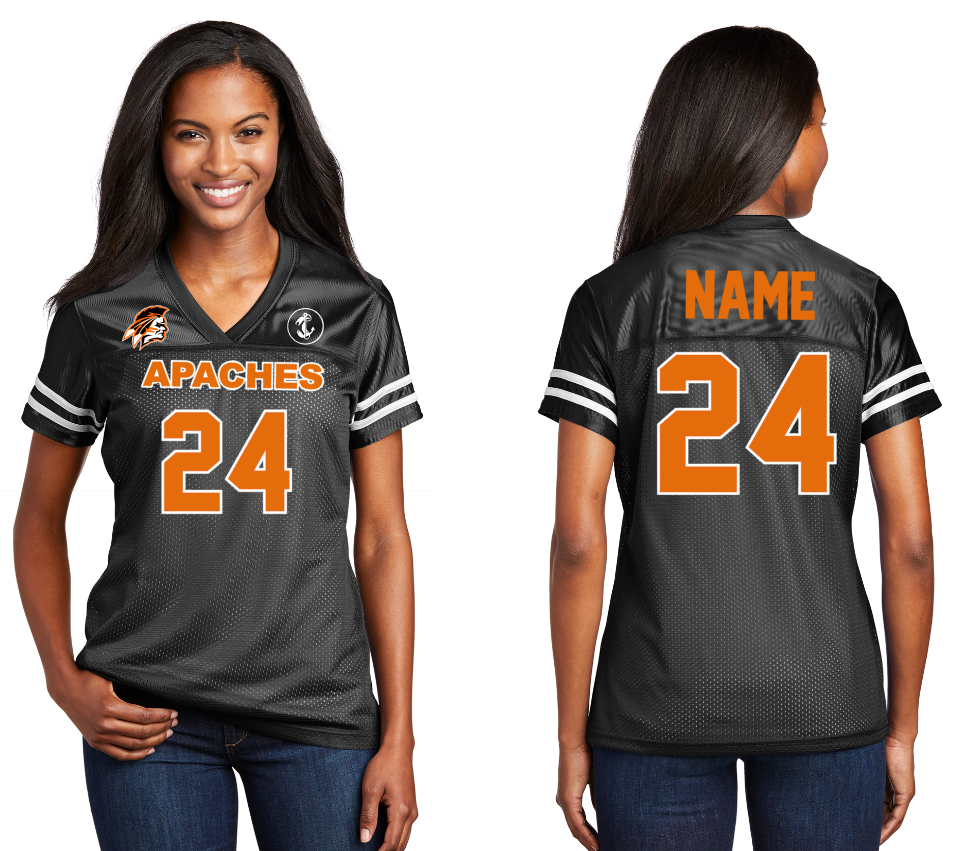 Apaches Football - Replica Fan Jersey (Female or Male cuts) (Black ...
