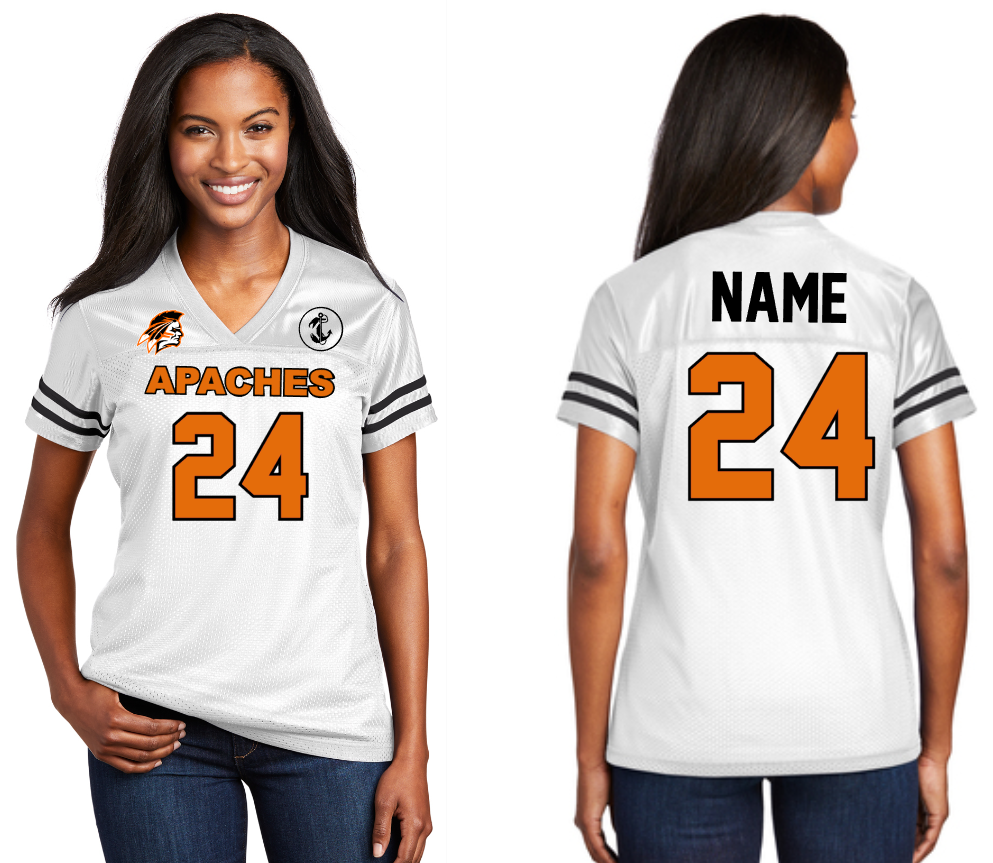 Apaches Football - Replica Fan Jersey (Female or Male cuts) (White ...